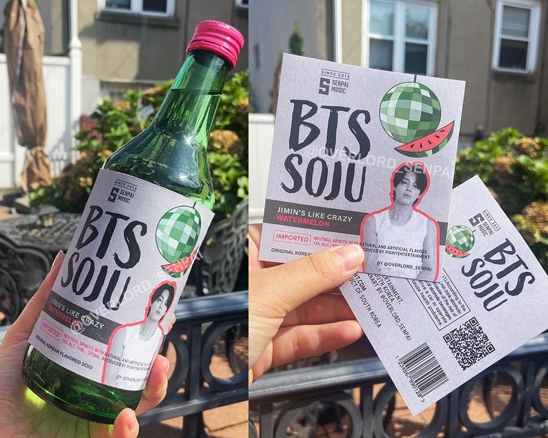 Etiqueta adhesiva para botella de soju de Jimin / Descarga e imprime tu ...