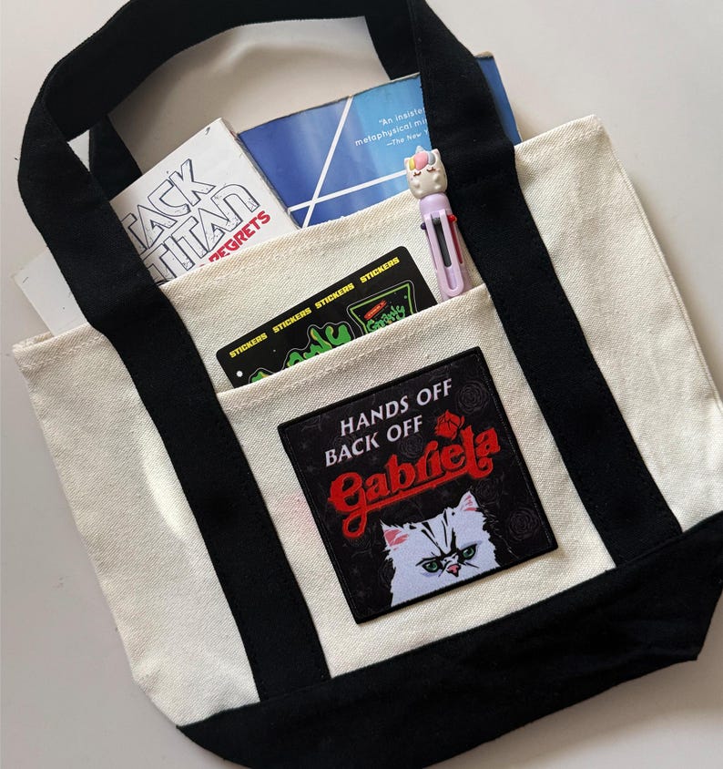 Katseye Gabriela Tote Bag and Patch Decorative Rose Cat Adhesive ...