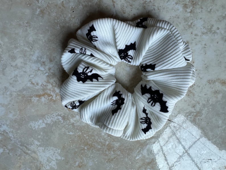 Marnie White Bat Scrunchie/ribbed Knit Scrunchies/ XL Scrunchies/vsco ...