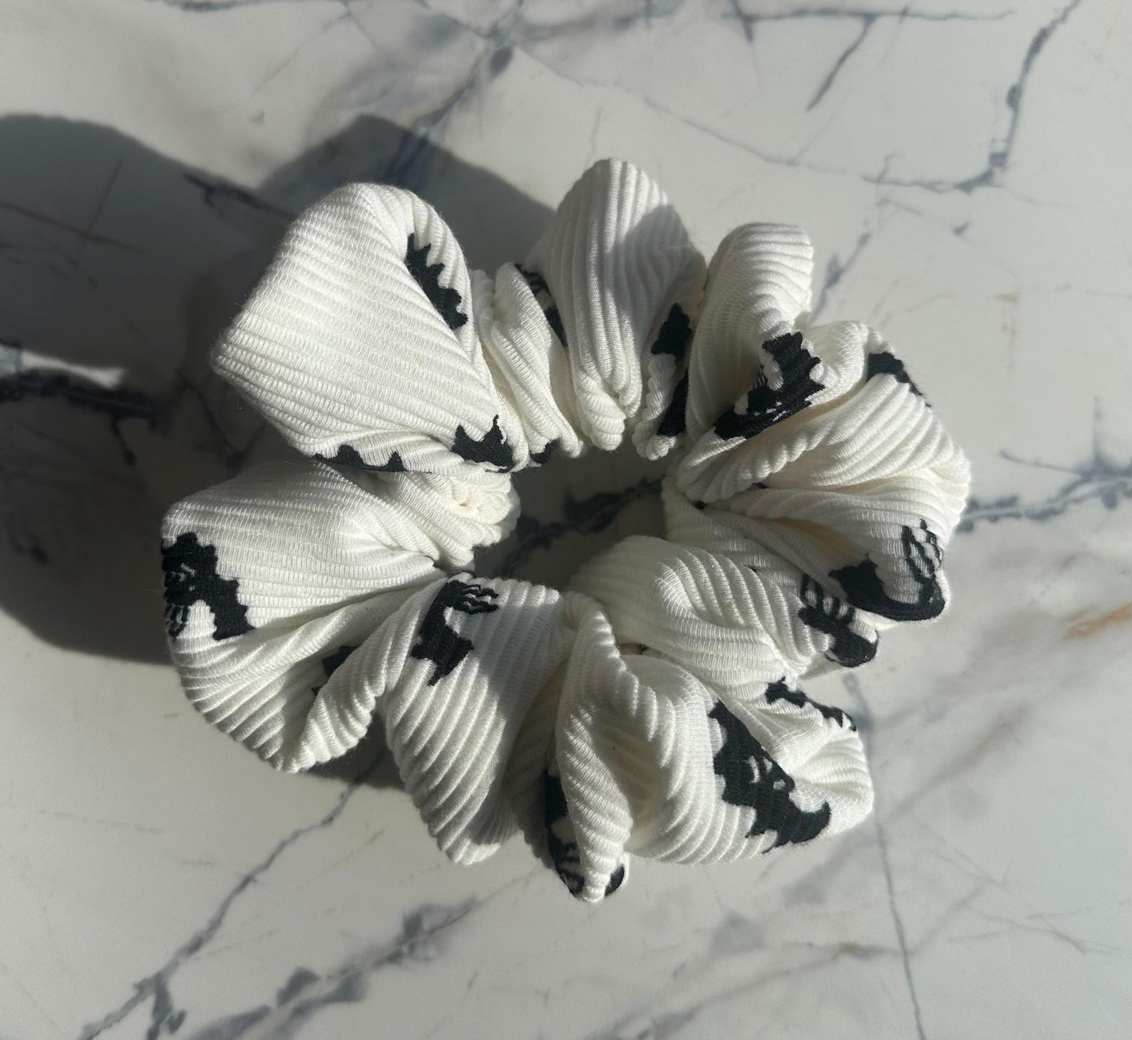 Marnie White Bat Scrunchie/ribbed Knit Scrunchies/ XL Scrunchies/vsco ...