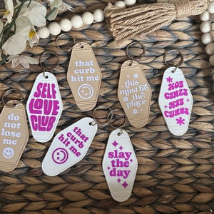 Retro Motel Key Chain,free Gift,pink Glitter,mothers Day Keychain,cute ...