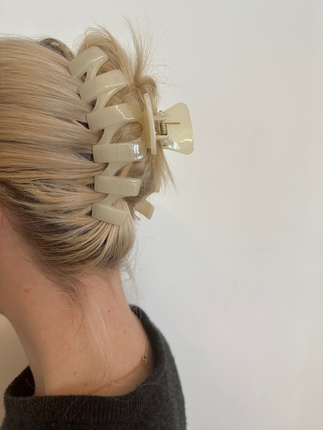 White Jumbo Hair Claw/xl Glossy Hair Claw /large Claw Clip/big Hair ...