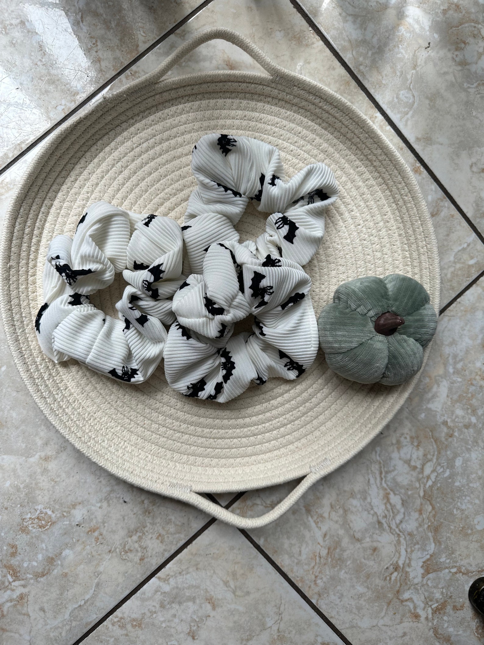 Marnie White Bat Scrunchie/ribbed Knit Scrunchies/ XL Scrunchies/vsco ...