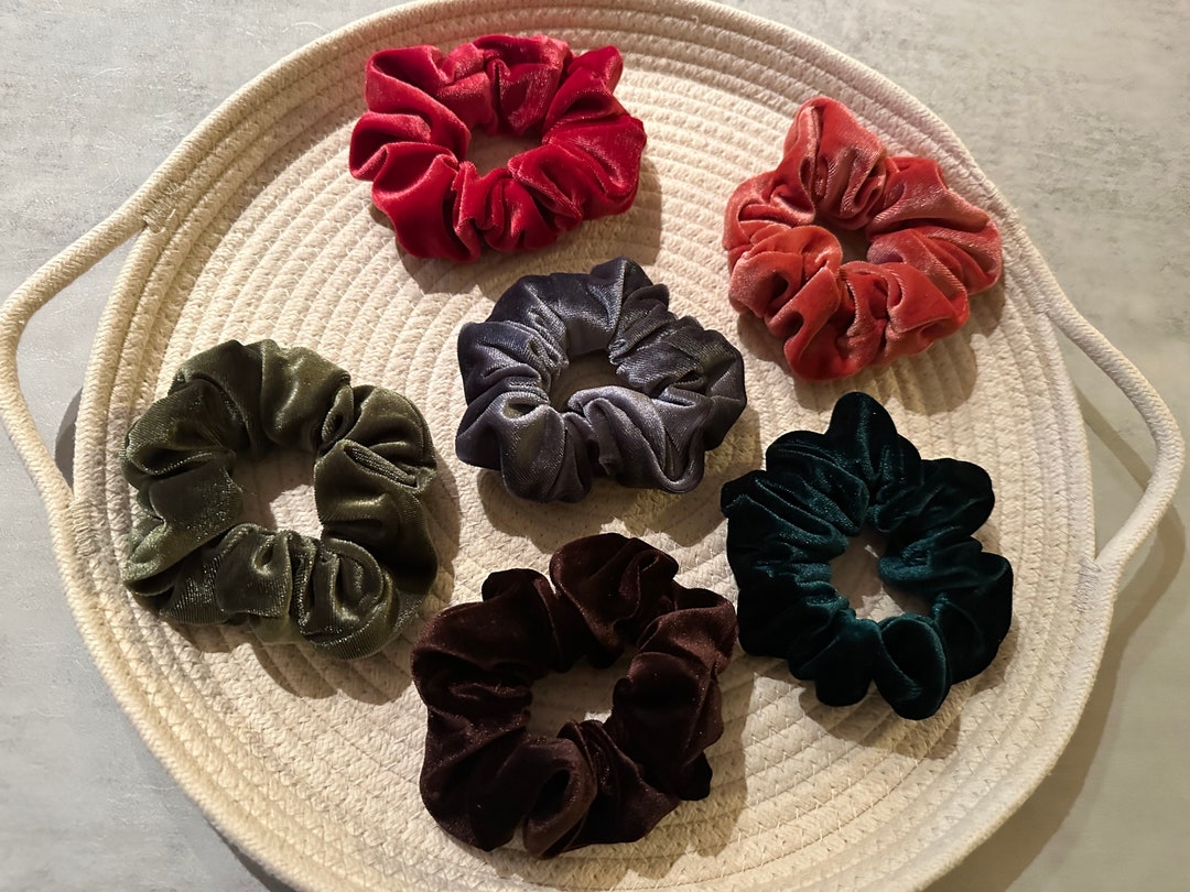 Velvet Scrunchies/fall Colors/vsco/thick Hair Ties/soft Hair ...