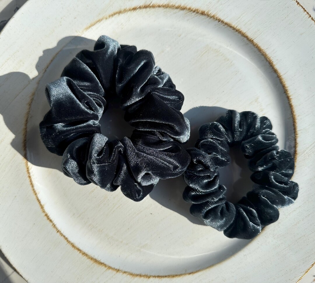 Dark Gray Velvet Large Scrunchie/free Gift/xl Hair Accessory/vsco/thick ...