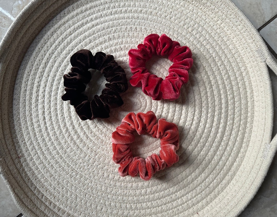 Set of 3 Slim Velvet Scrunchies/fall Colors/vsco/gift for Her/stocking ...
