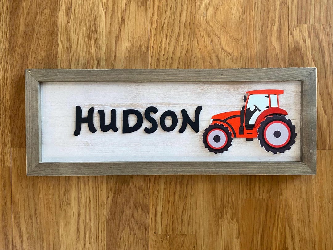 Tractor Name Sign • Personalized Name Sign • Red Tractor Sign • Kids ...