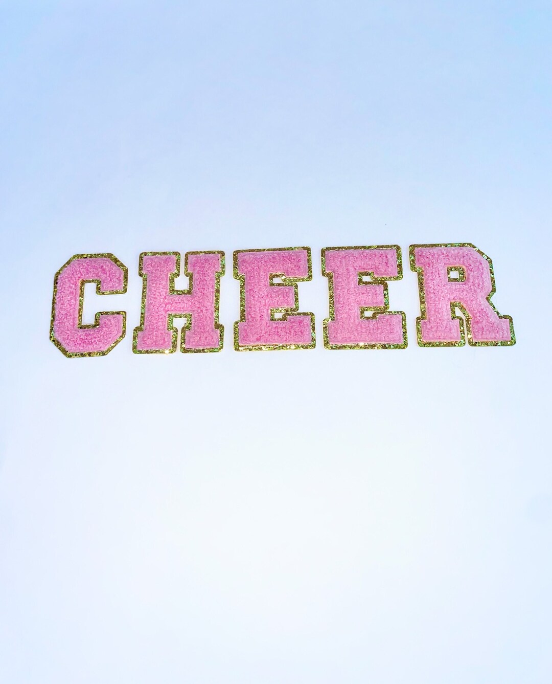 CHEER Pink Patch Letter Craft Varsity Letter PINK Gold Glitter Cheer ...