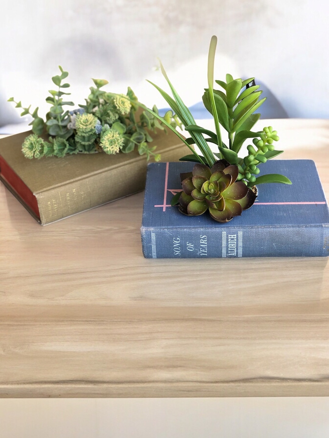 Real Book Planter With Artificial Plants Included Vintage Book Decor ...