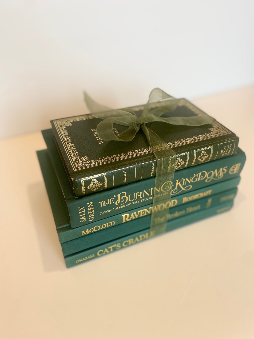 Green Book Bundle Aesthetic Book Coffee Table Decorative Book Sage ...