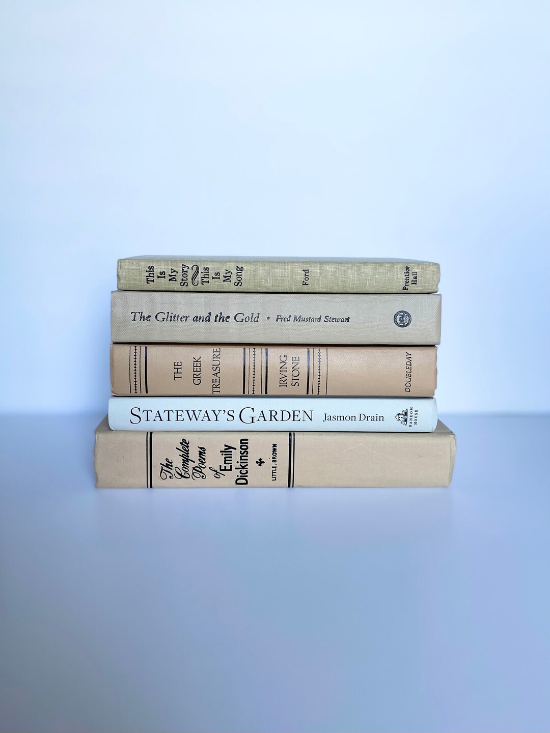 Aesthetic Decorative Book Bundle Sand Clay Neutral Color Bookshelf ...