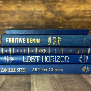 Navy Denim Blue Aesthetic Book Bundle Decorative Book Set Home Accent ...