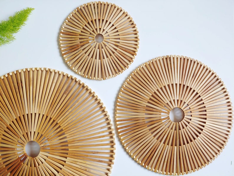 Set of 3 Natural Bamboo Boho Decorrattan Wall Decorraffia - Etsy