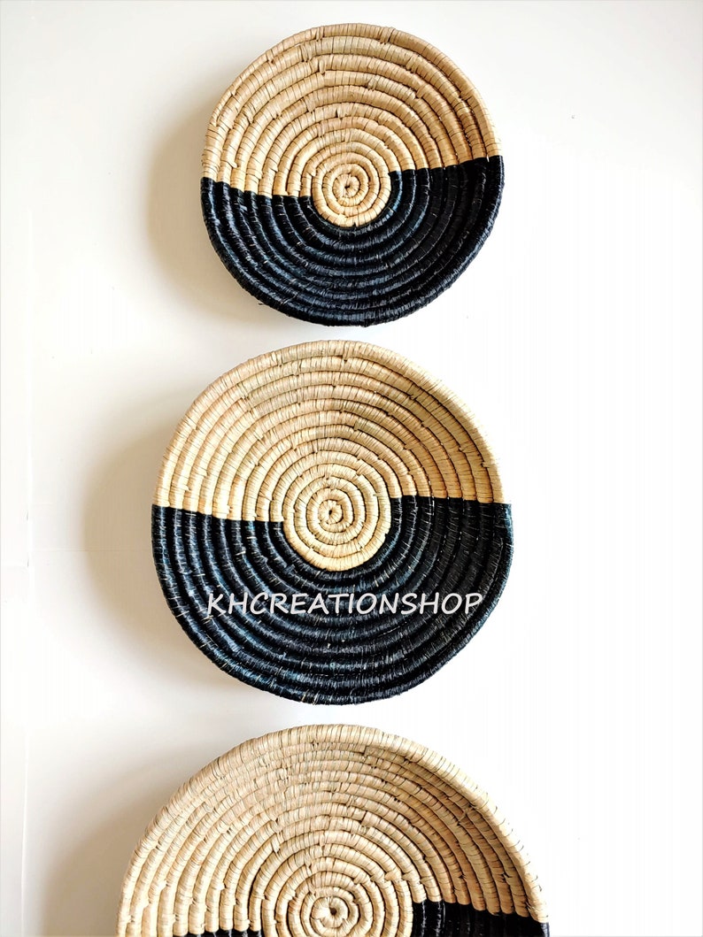 Set of 3 Woven Basket Wall Decor Round Hanging Wall Basket - Etsy