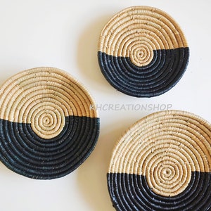 Set of 3 Woven Basket Wall Decor, Round Hanging Wall Basket, Boho Wall ...