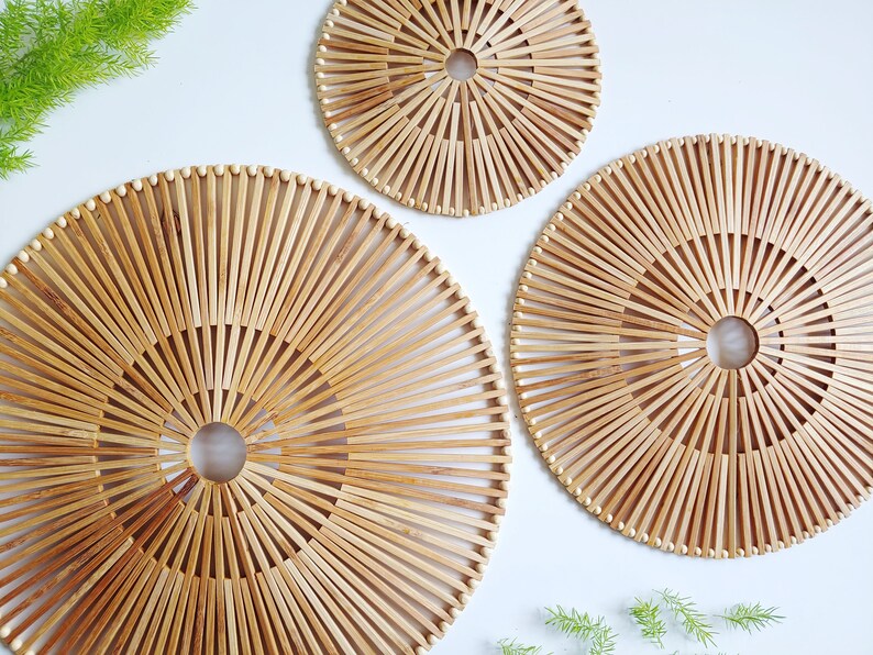 Set of 3 Natural Bamboo Boho Decorrattan Wall Decorraffia - Etsy