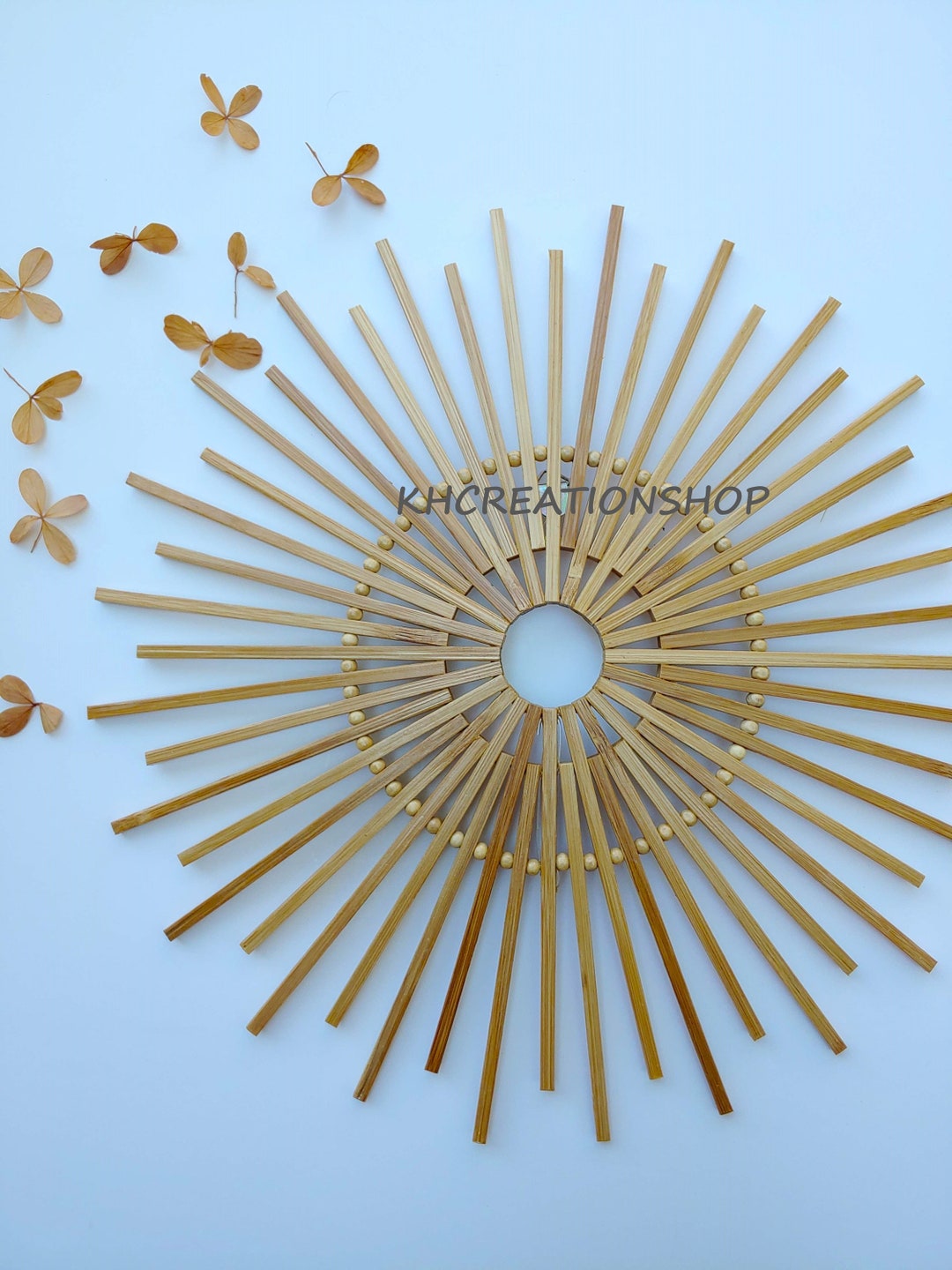 Natural Bamboo Boho Sun Wall Decor Raffia Sunburst Wall Boho Home Decor ...