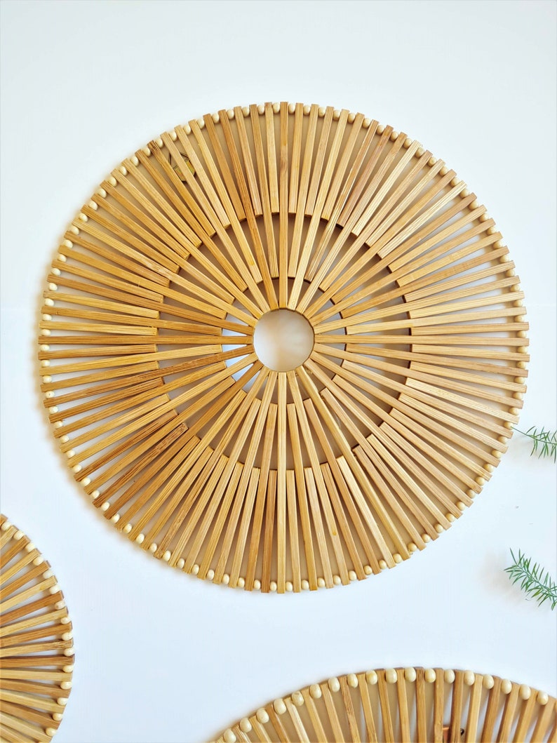 Set of 3 Natural Bamboo Boho Decorrattan Wall Decorraffia - Etsy