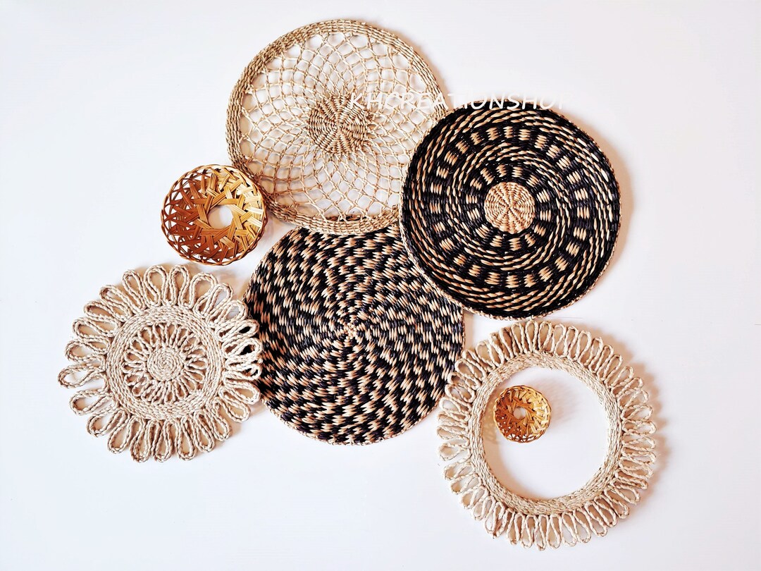Boho Basket Set Wall Decor, Rattan Wall Decor, Wicker Wall Decor, Boho ...
