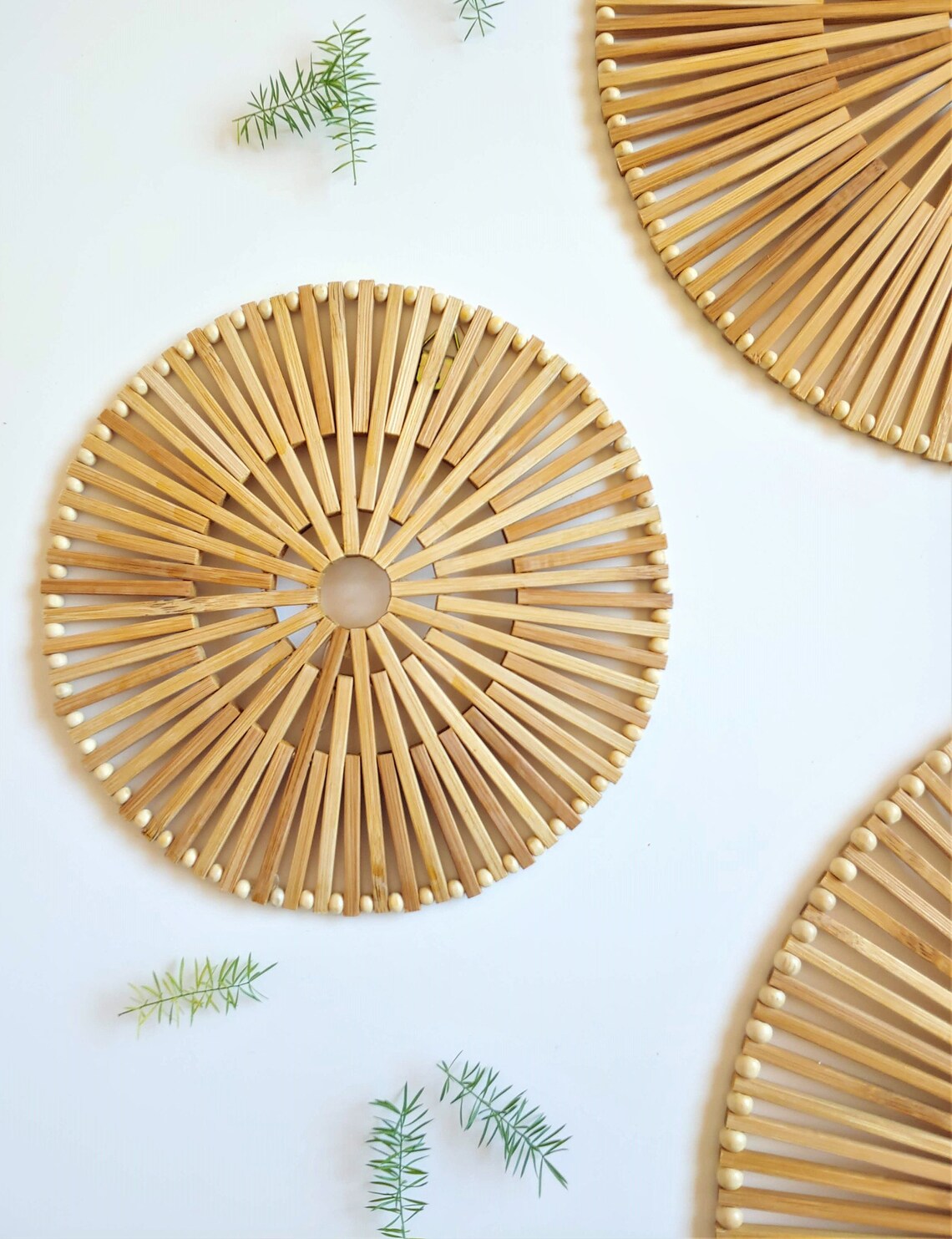 Set of 3 Natural Bamboo Boho Decorrattan Wall Decorraffia - Etsy