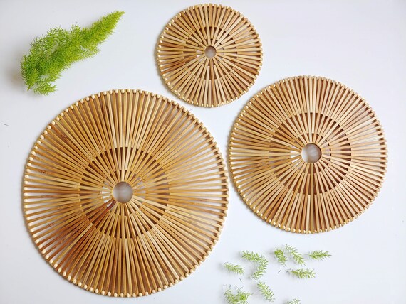 Set of 3 Natural Bamboo Boho Decorrattan Wall Decorraffia - Etsy