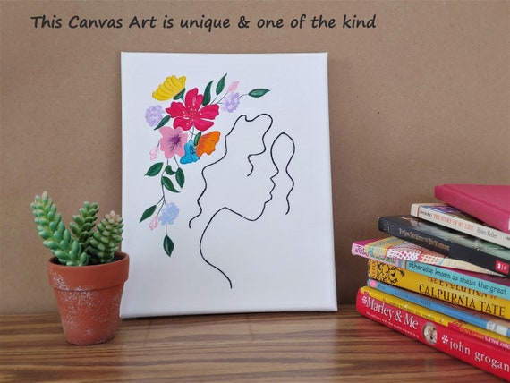 Embroidered Canvas Painting Line Art Acrylic Paint With | Etsy