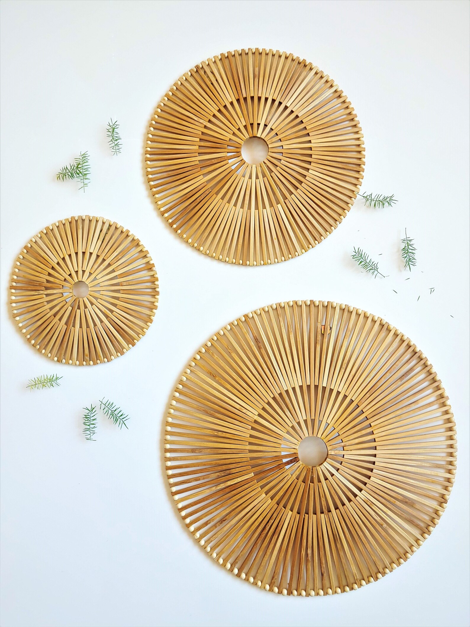 Set of 3 Natural Bamboo Boho Decorrattan Wall Decorraffia - Etsy