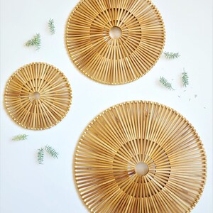 Set of 3 Natural Bamboo Boho Decorrattan Wall Decorraffia - Etsy