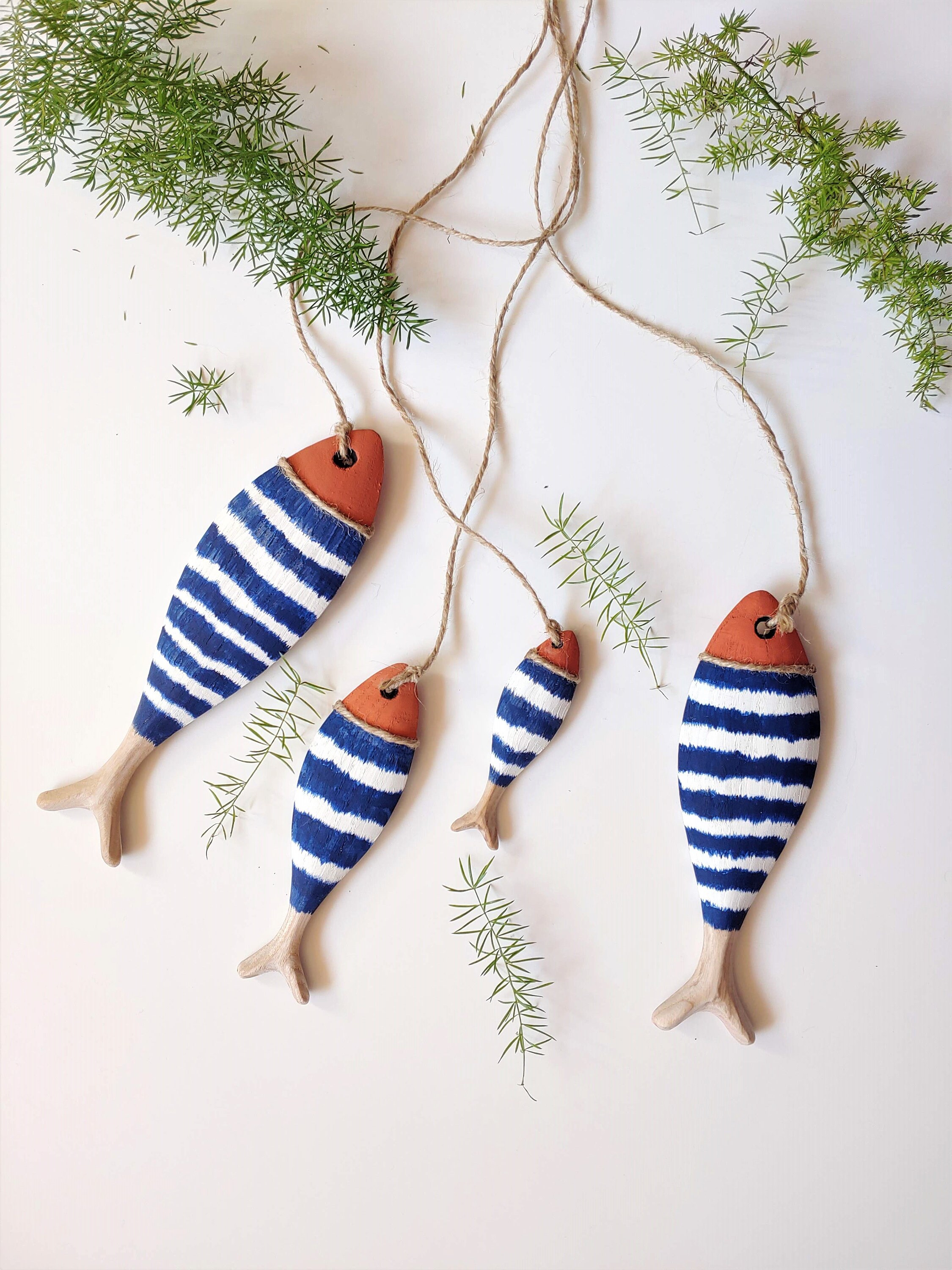 Wood Fish Nautical Decor School of Rustic Wooden Fish Ocean Kids Room ...