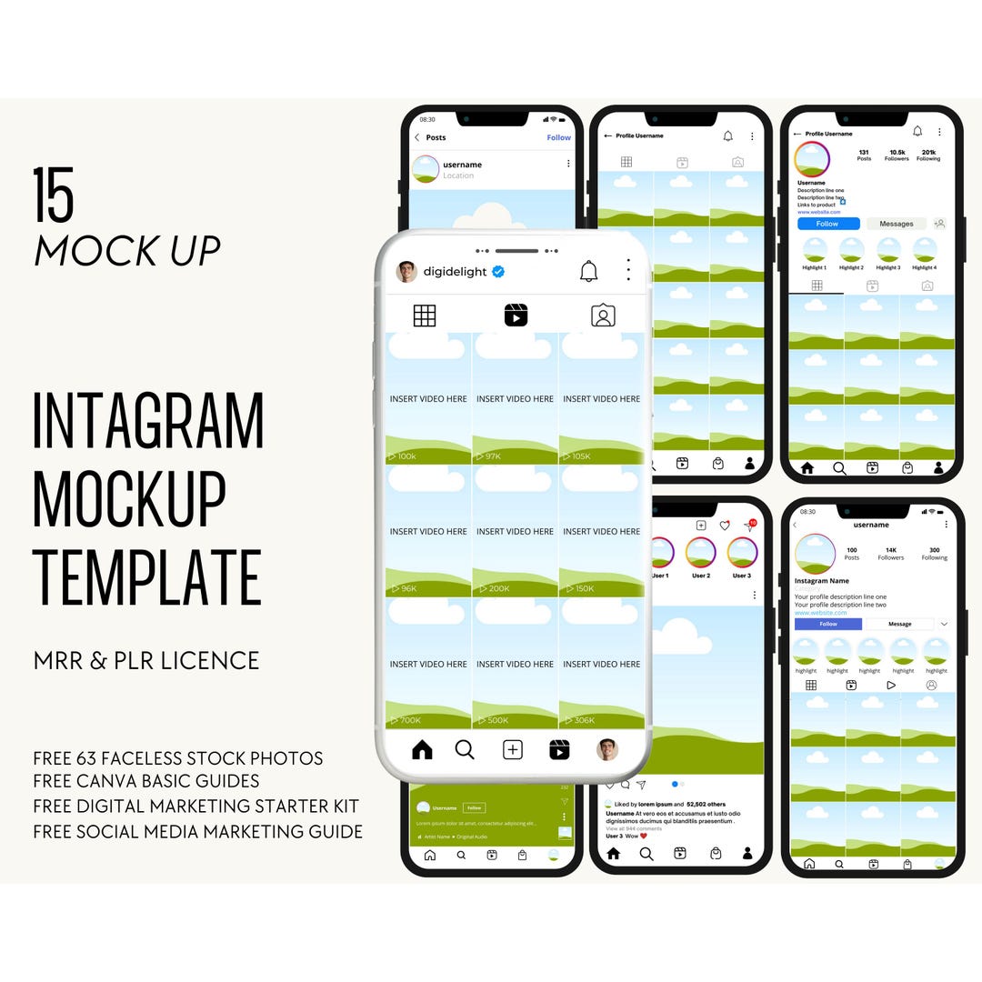 Instagram Mockup Template for Reels & Posts Social Media Feed, Editable ...