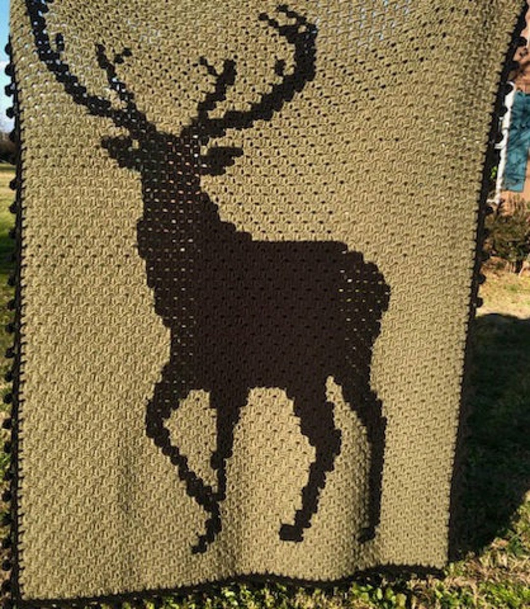 Hand Crochet Elk / Buck Deer C2c Blanket - Etsy