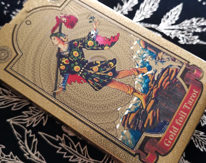 Gold & Full Colour Foil Rider Waite Tarot 78 Card Tarot Deck Gold Tuck ...