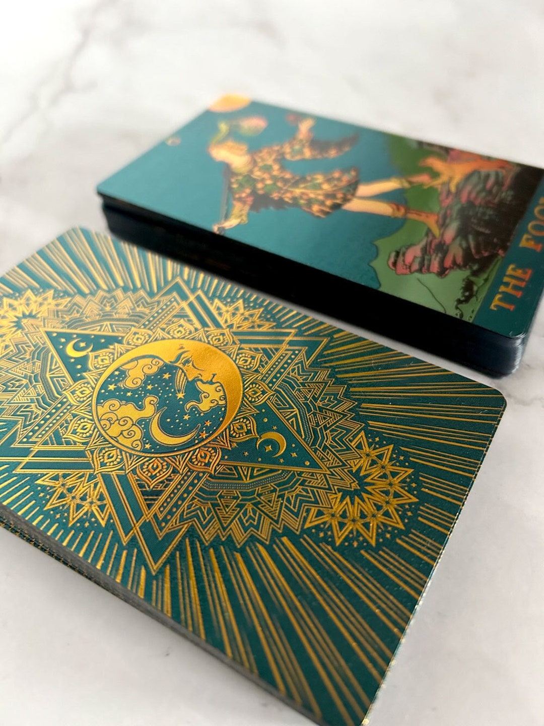 Sage & Gold Full Colour Rider Waite Tarot 78 Gold Foil Cards Tarot Deck ...