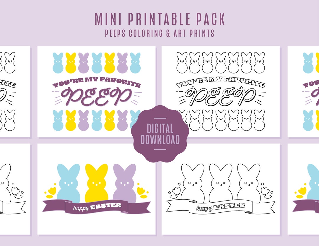 Children's Peeps Coloring Sheets and Art Prints for Easter and Spring ...