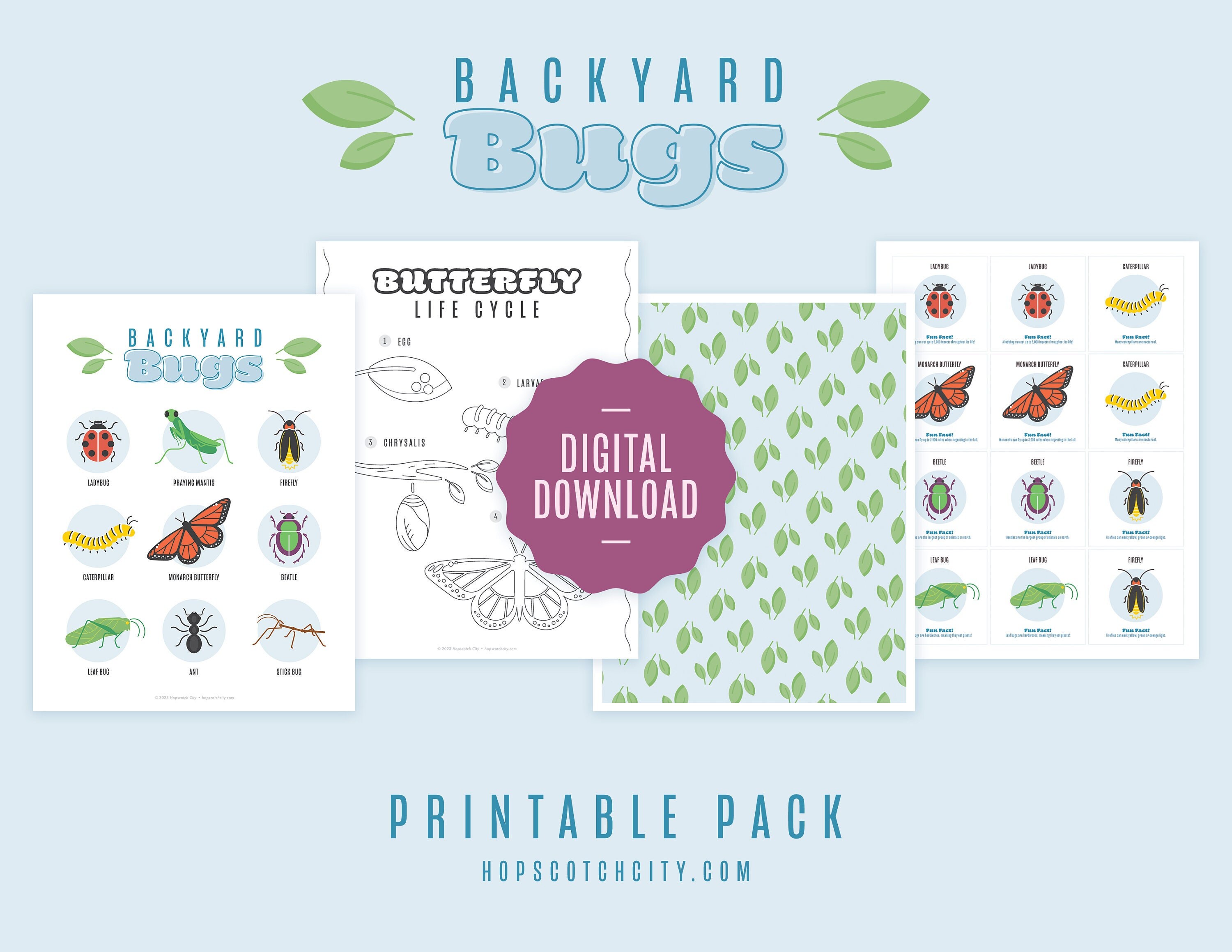 Backyard Bugs Printable Activity Pack, Digital Download Only ...