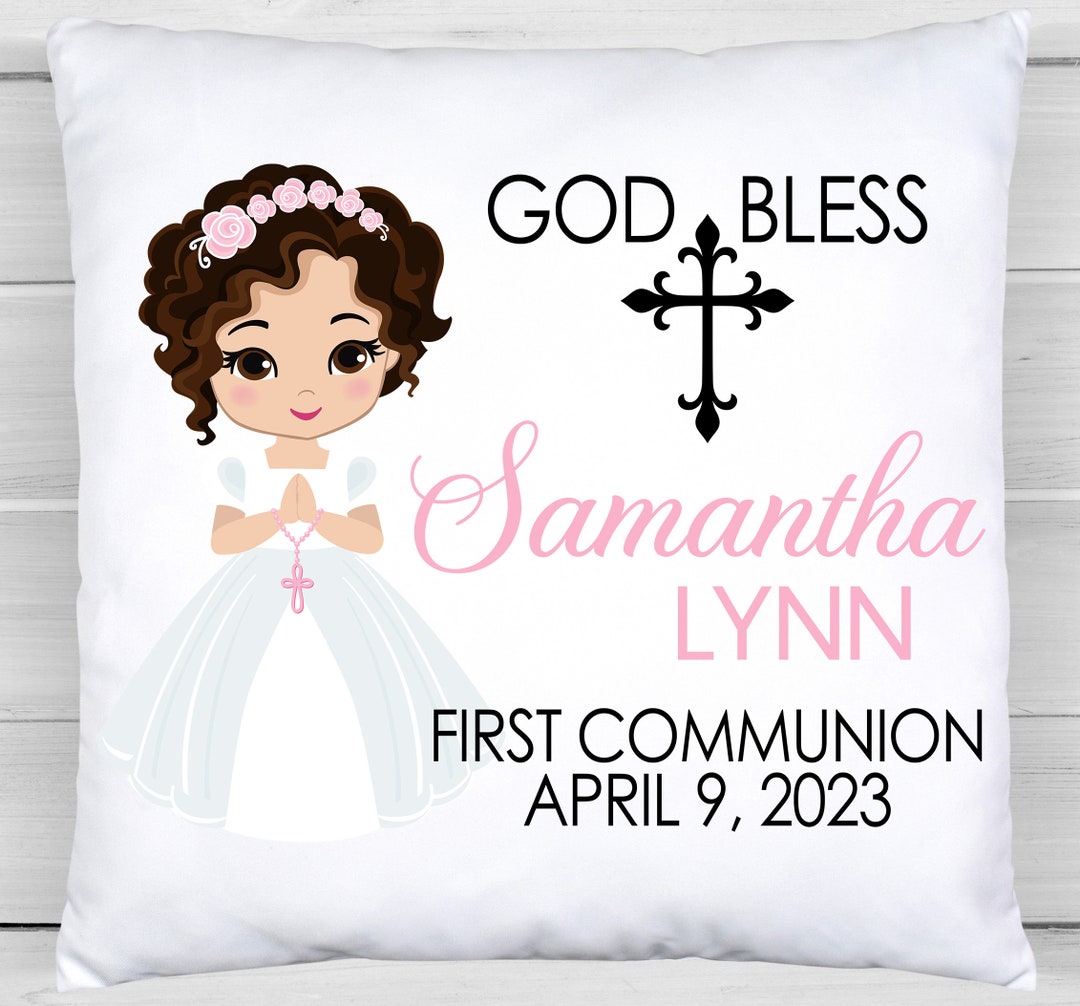 Gift for Communion, First Holy Communion Personalized Pillow Religious ...