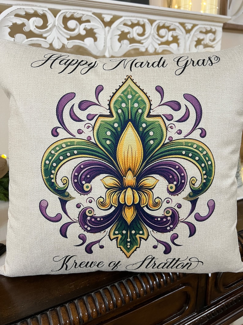 Mardi Gras Fleur De Lis Throw Pillow Carnival Decor Mardi Gras Decor