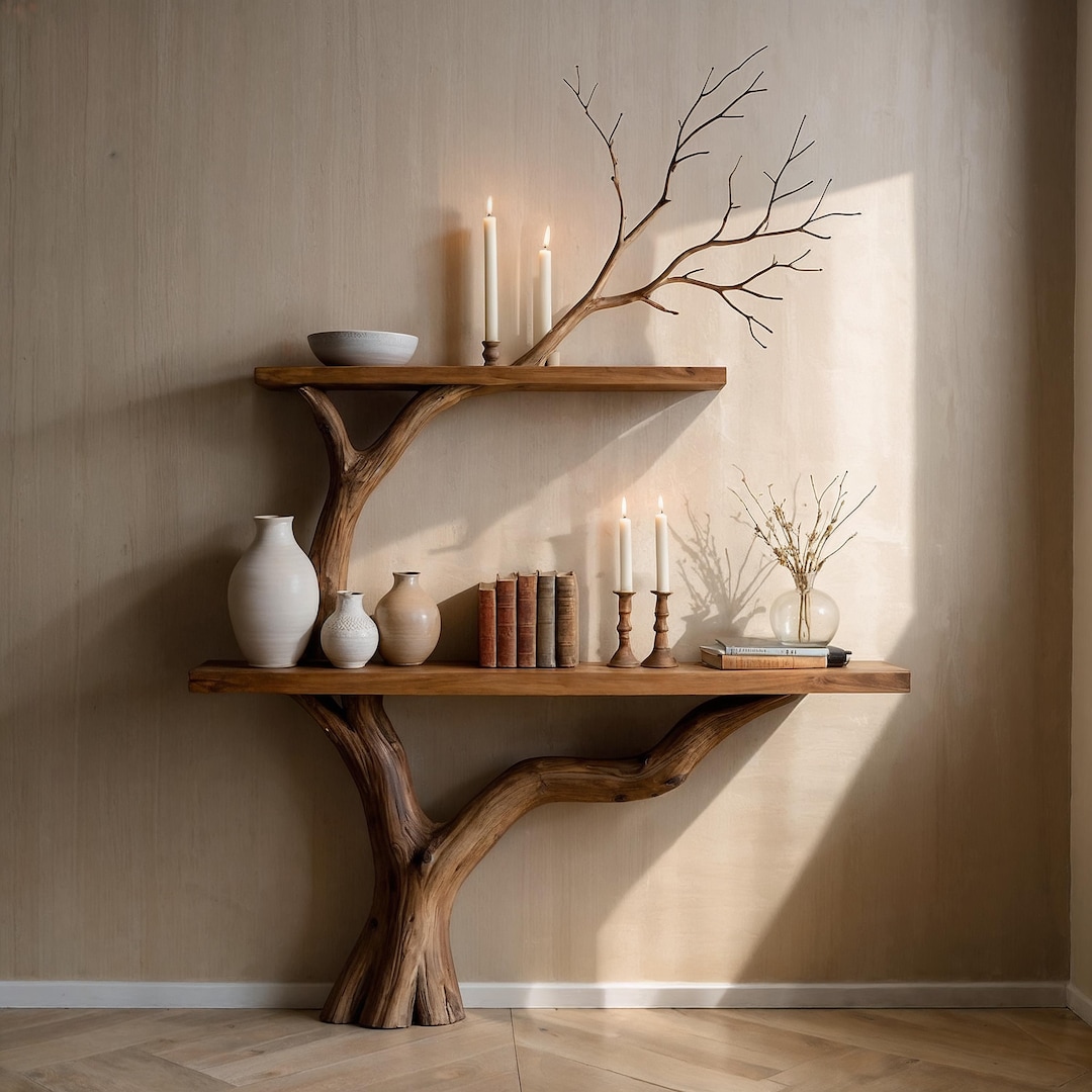Tree Branch Console Table | Handmade Narrow Entryway Table | Live Edge ...