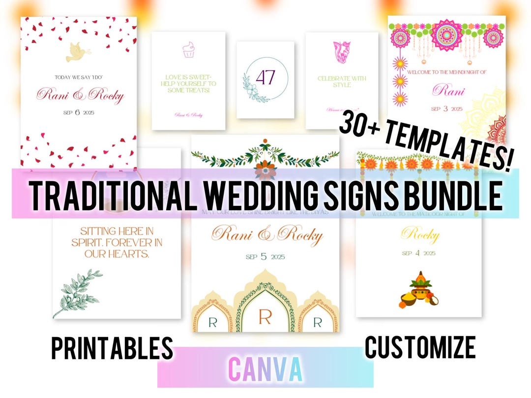 West Indian Wedding Sign Print Bundle Mehndi Decor Maticoor Night ...