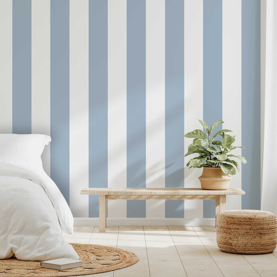 Teal And White Striped Wallpaper