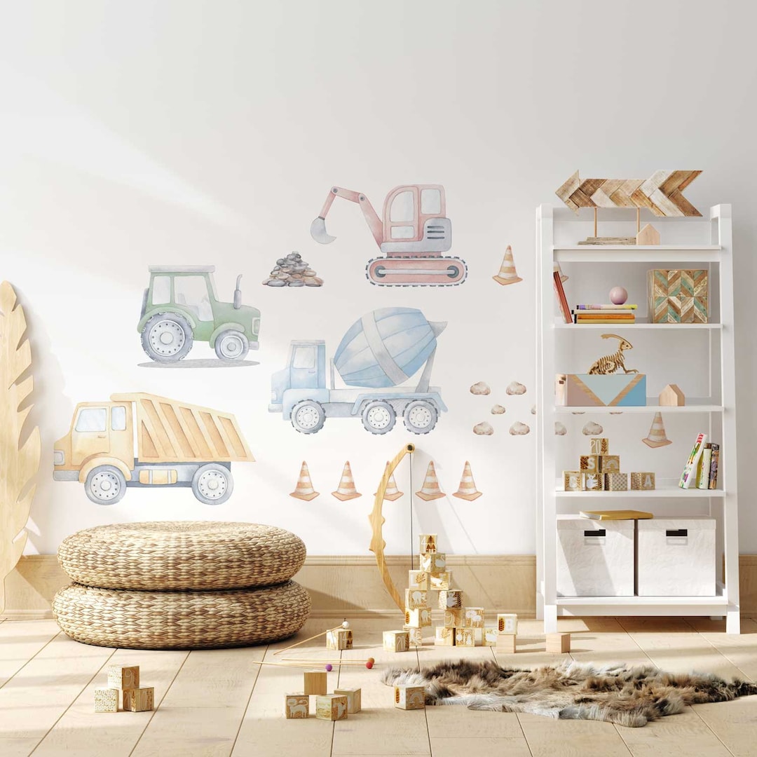 Construction Truck Wall Decal, Kids Wall Decal, Boys Room Wall Decal ...