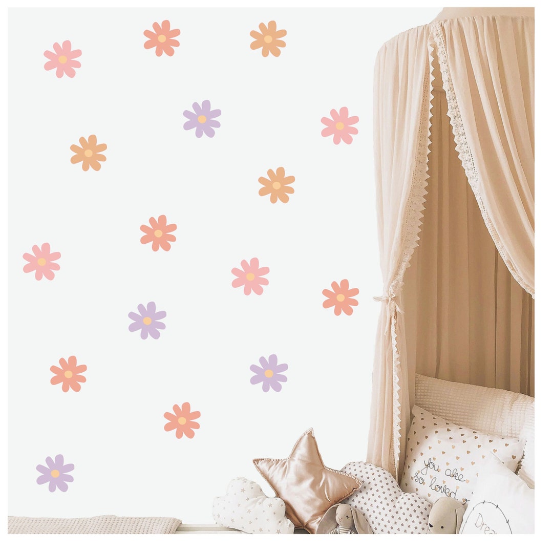 Daisy Flower Decal, Daisy Flower Wall Sticker, Girl Bedroom, Flower ...