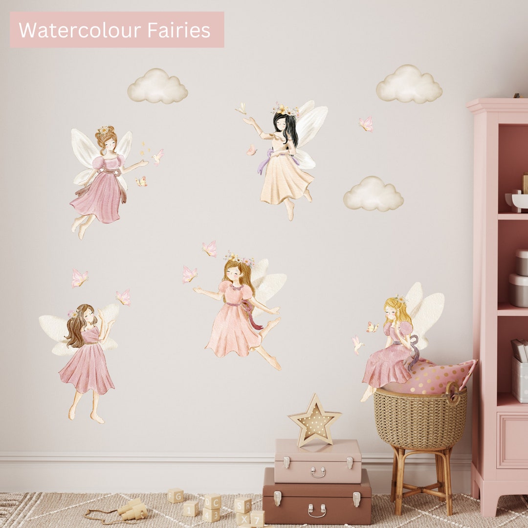 Watercolour Fairies, Fairy Wall Decal, Faries Wall Sticker, Enchanted ...