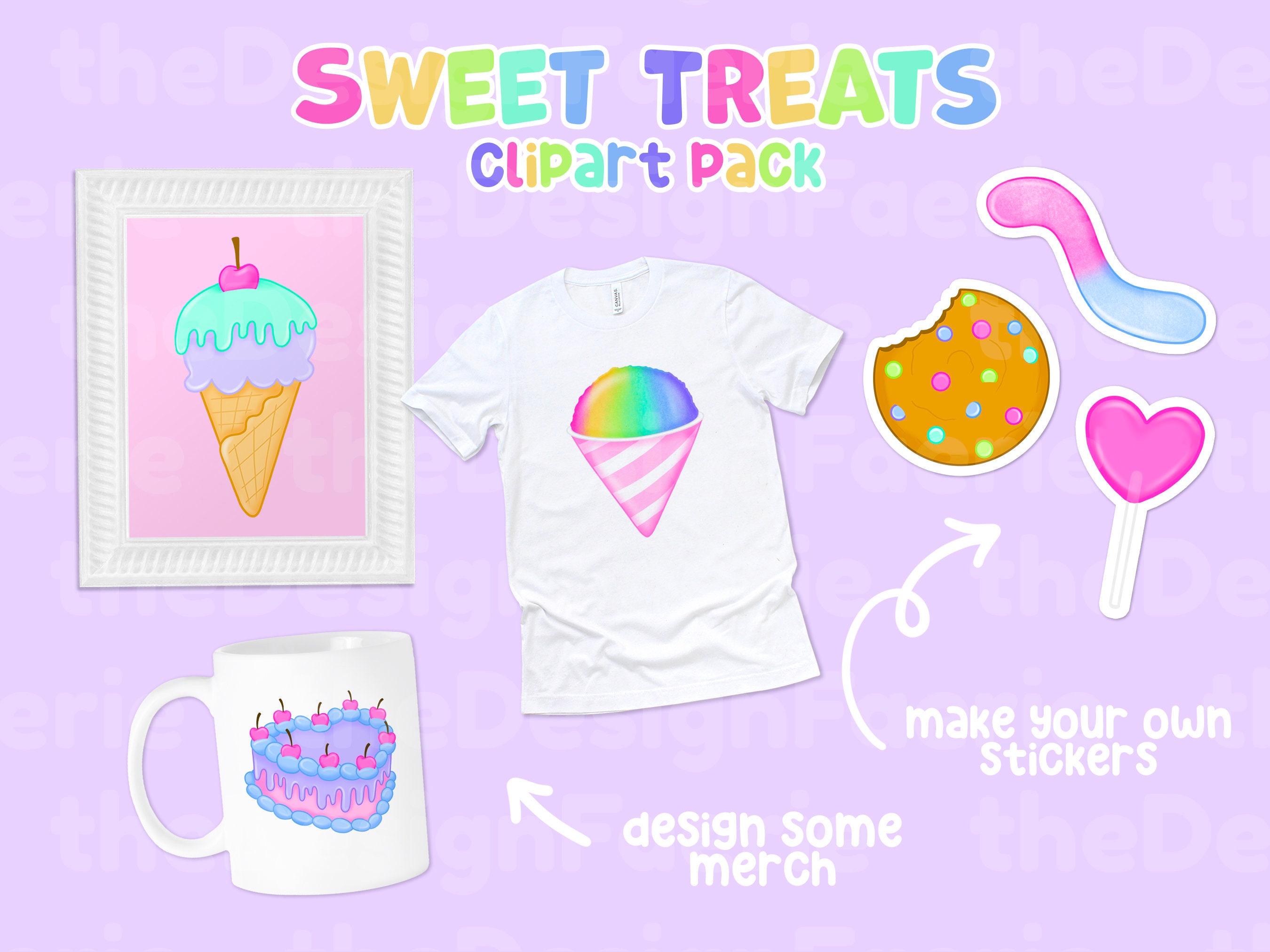 Sweet Treats Clipart Bundle, 26 PNG Digital Drawings and Illustrations ...