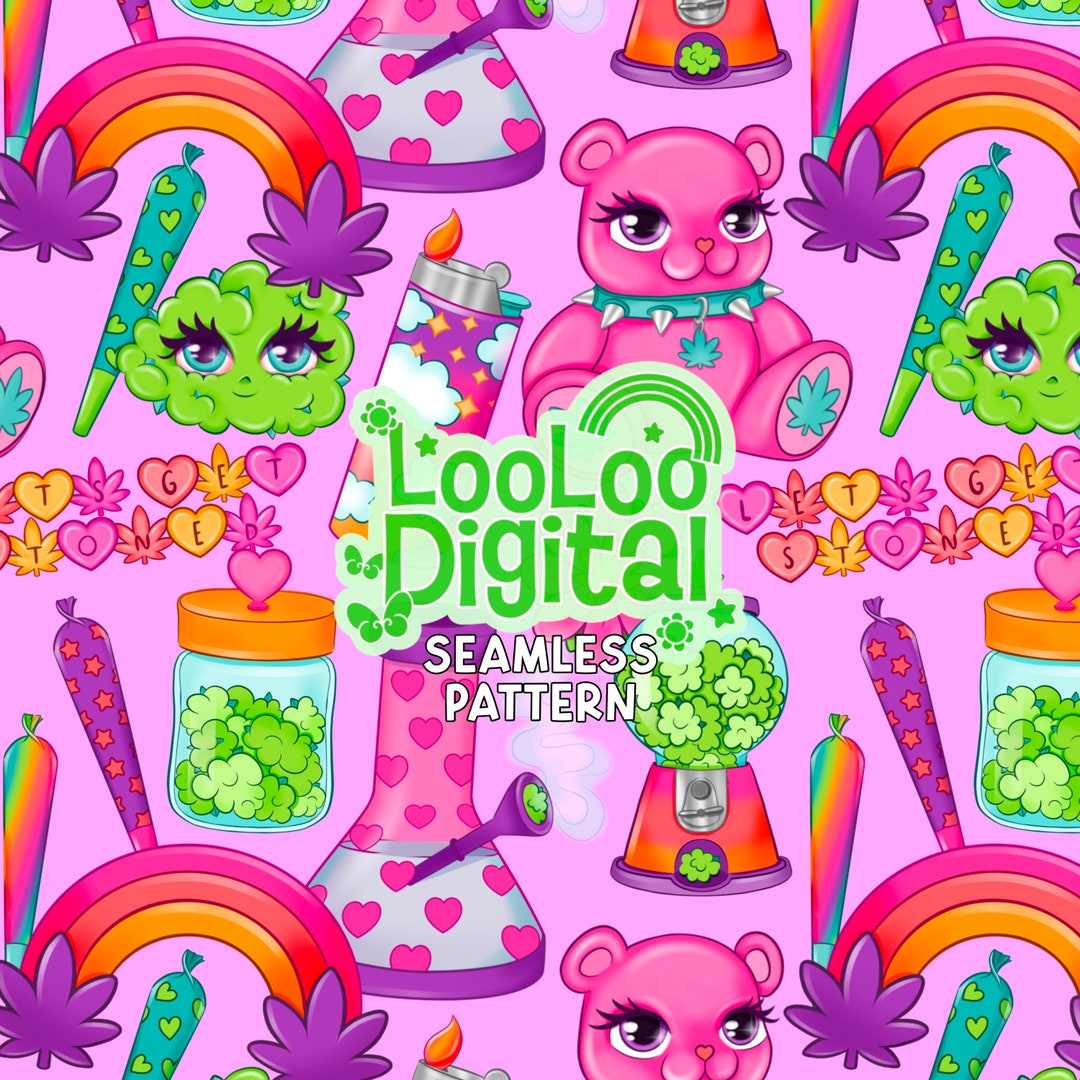 420 Cute Stoner Girl Seamless Repeating Digital Pattern - Etsy
