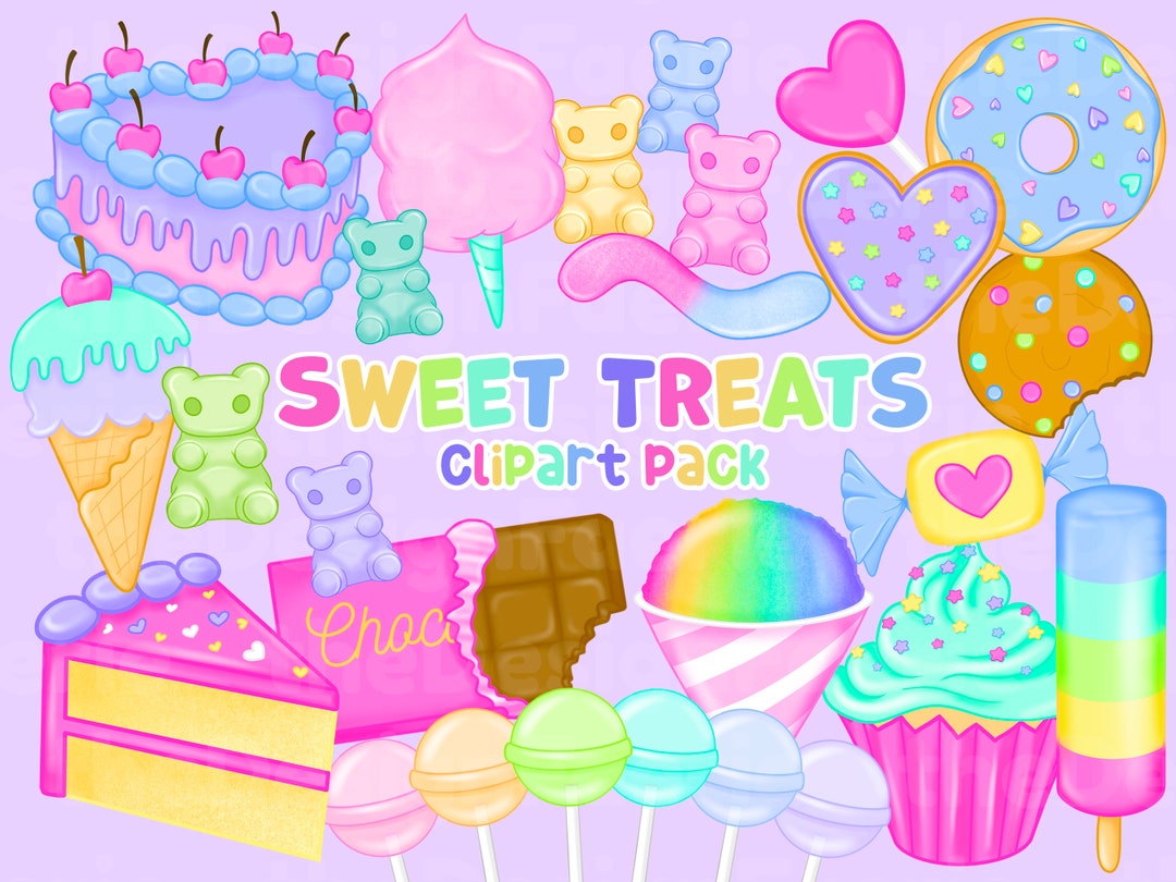 Sweet Treats Clipart Bundle, 26 PNG Digital Drawings and Illustrations ...