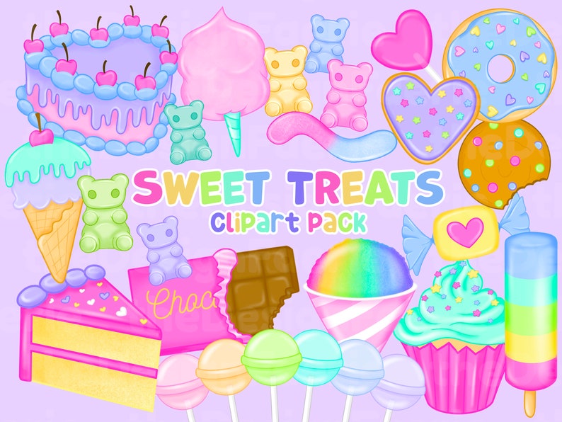 Sweet Treats Clipart Bundle, 26 PNG Digital Drawings and Illustrations ...