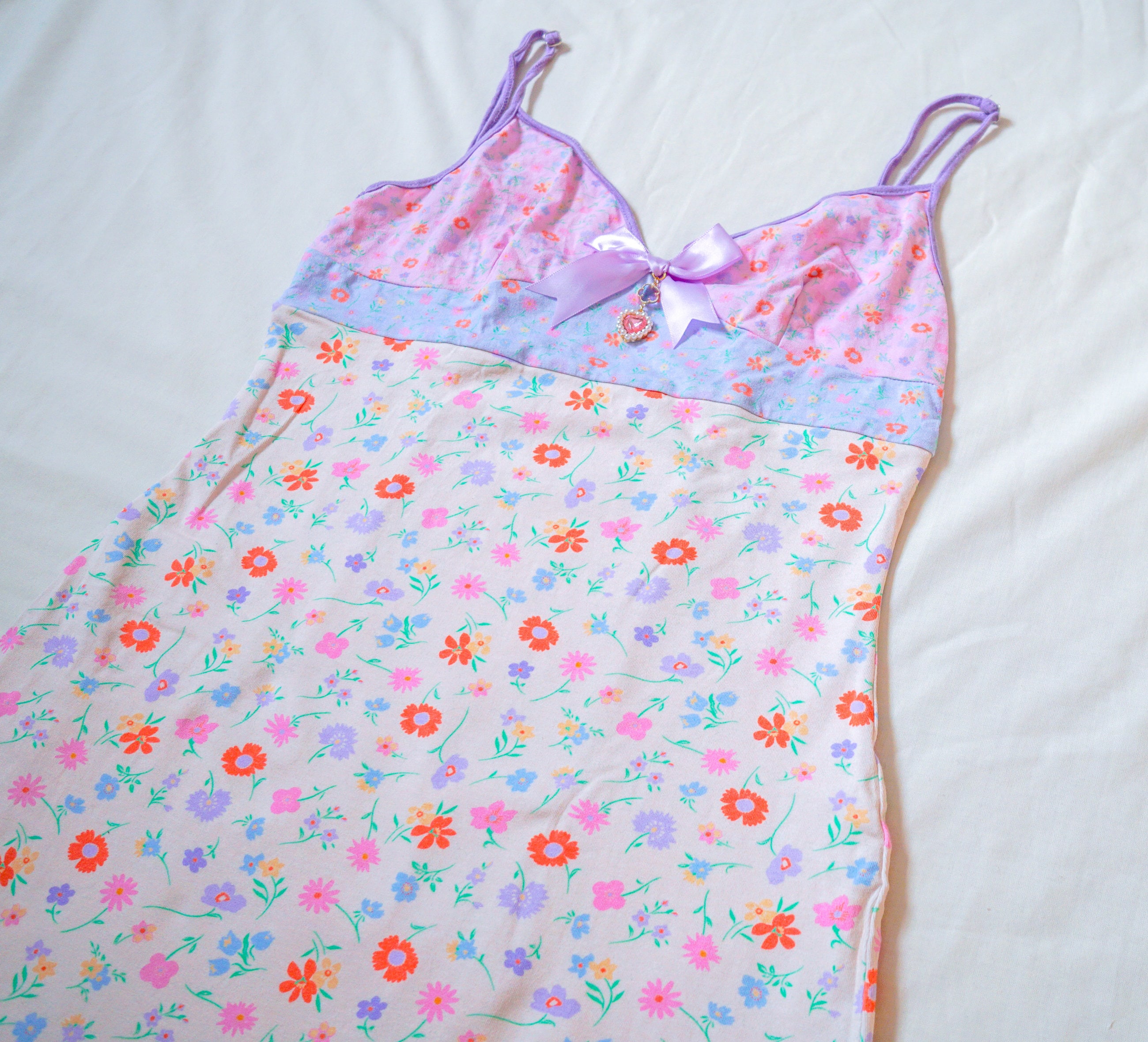 Dainty Floral Mismatched Pastel Patchwork Bodycon Dress With - Etsy