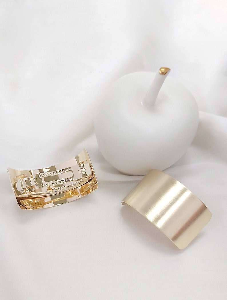 Sophisticated Curved Gold & Silver Hair Clip Minimalist - Etsy