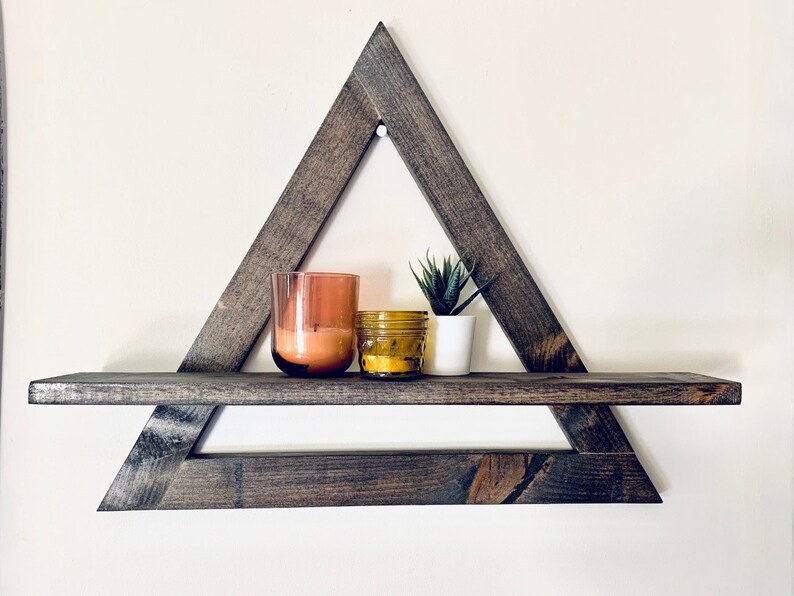 CUSTOM: Rustic Wood Triangle Shelf Choose Your Stain | Etsy